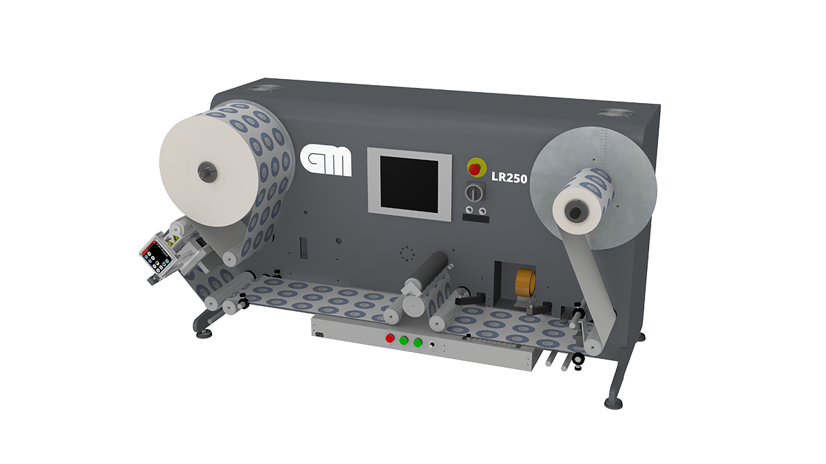 LR250+ Label Rewinder ready for inspection and inkjet